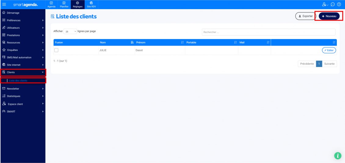 Créer une fiche client