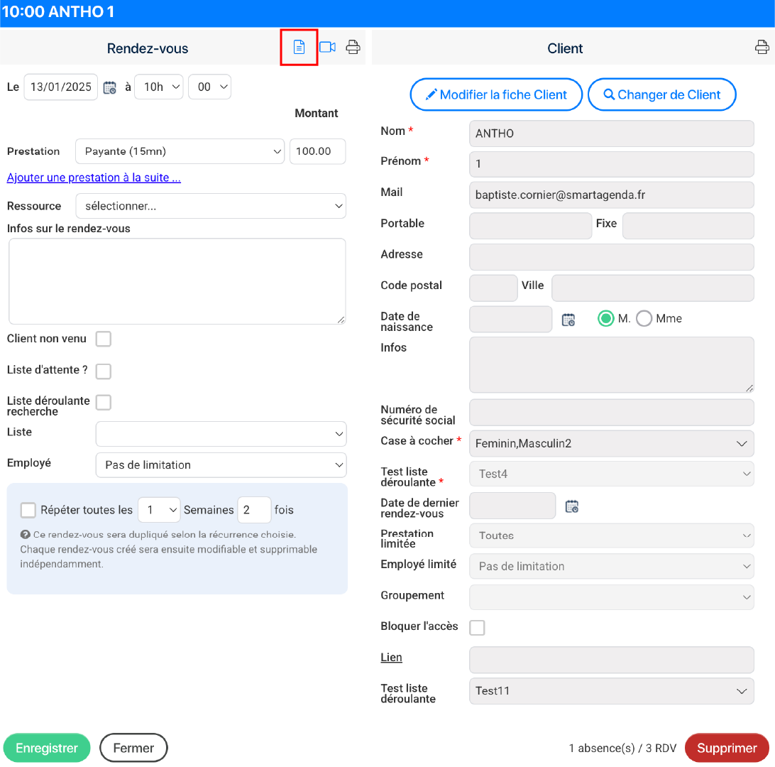 Comment créer une facture depuis un rendez-vous